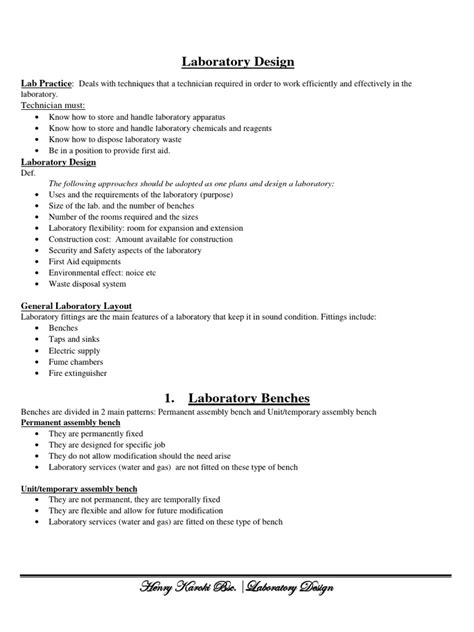 1 0 Laboratory Design Pdf Laboratories Lighting