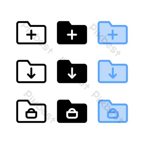 add folder icon with three style for website social media and