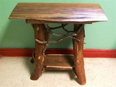 Rustic Handmade End Table Log Cabin Adirondack Furniture By J Wade Walnut Accent Side Table
