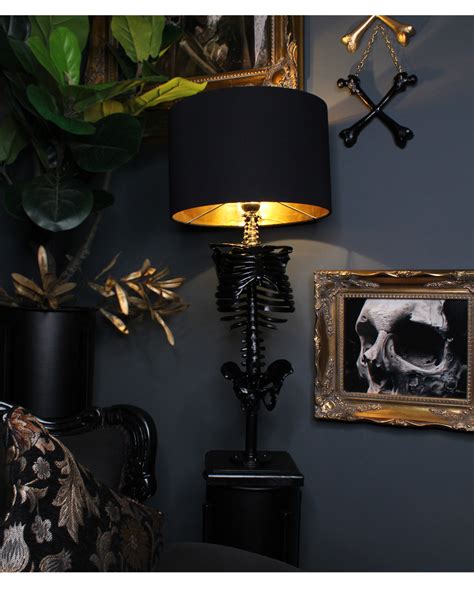 Black Skeleton Torso Lamp With Lampshade ★ Horror