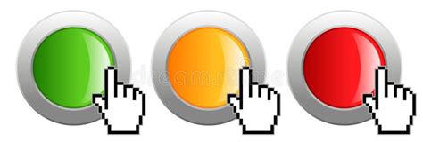 Glass Web Buttons With Cursor Click Here Stock Vector Illustration Of Hand Buttons