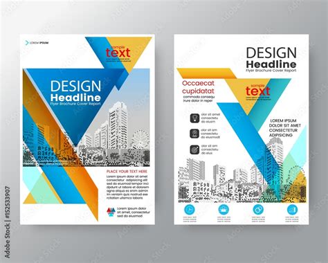 Abstract Blue And Yellow Diagonal Brochure Annual Report Cover Flyer