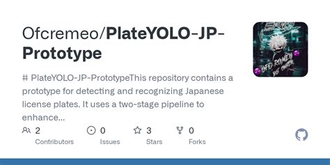 GitHub Ofcremeo PlateYOLO JP Prototype PlateYOLO JP PrototypeThis Repository Contains A