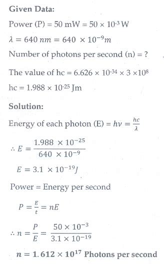 Exercise Numerical Problems With Answers Solution Dual Nature Of Radiation And Matter Physics