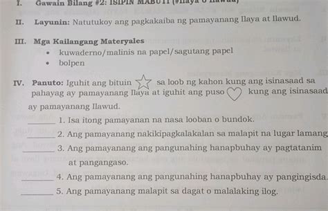 IV Panuto Iguhit Ang Bituin Sa Loob StudyX