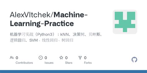 GitHub AlexVltchek Machine Learning Practice 机器学习实战Python3kNN决策树