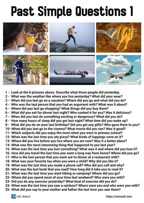 Past Simple Conversation Questions ESL Vault
