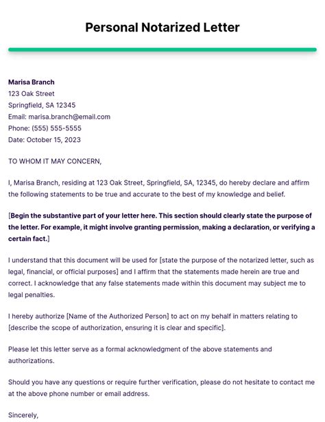 Personal Notarized Letter Example Edit Download