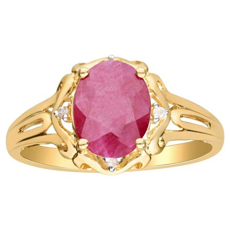 Classic Marquise Cut Ruby With Round Cut Diamond 10k Yellow Gold Ring For Sale At 1stdibs