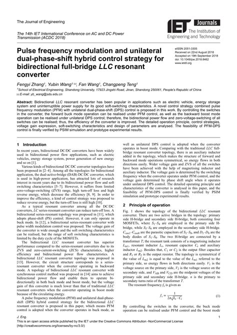 PDF Pulse Frequency Modulation And Unilateral Dual Phase Shift Hybrid Control Strategy For