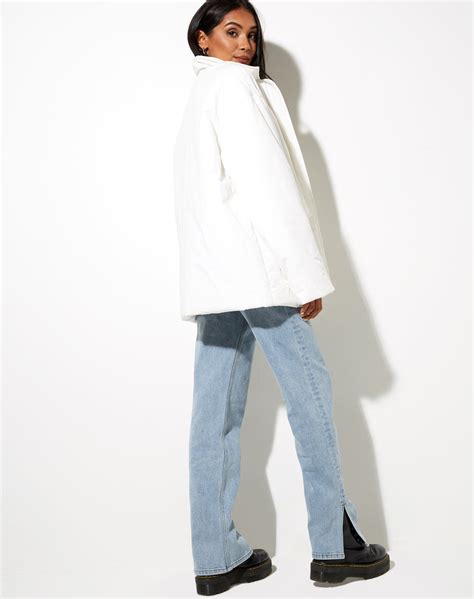 White Zip Up Coat Jacket Nemy