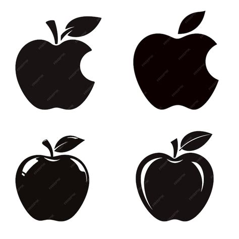 Apple Logo Collection Set Monochrome Design Premium Ai Generated Vector