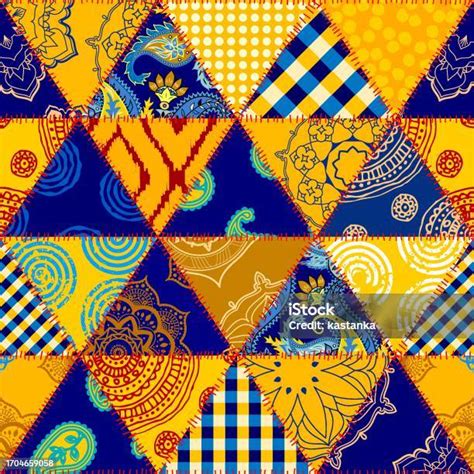 파란색과 노란색의 텍스타일 패치워크 패턴 벡터 이미지 0명에 대한 스톡 벡터 아트 및 기타 이미지 0명 고철 곡선