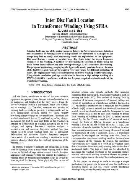 Inter Disc Fault Location In Transformer Windings Using Sfra Pdf Transformer Electrical