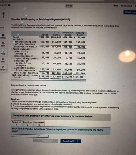 Solved Ch 11 HW Saved Help Save Exit Check My Exercise Chegg Com