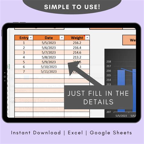 Weight Loss Journal Excel Spreadsheet Weight Loss Tracker Weight Loss