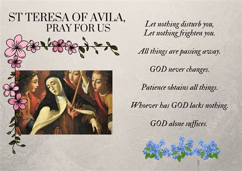 Prayer Card St Teresa Of Avila Etsy