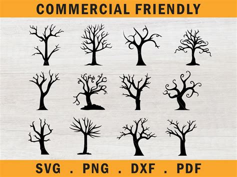 Spooky Trees Halloween Bundle Svg Trees Silhouette Svghalloween Decor