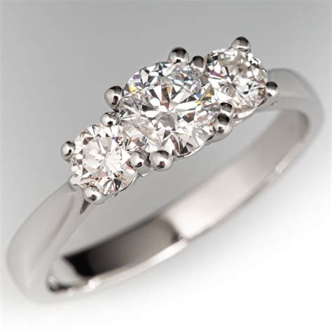 Three Stone Diamond Engagement Ring 14k White Gold 58ct Fi2