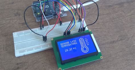 sensor de temperatura lm35 com arduino e display gráfico
