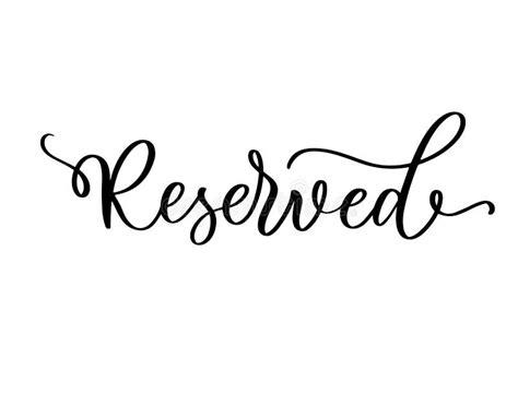 Reserved Hand Lettering Inscription Modern Brush Calligraphy Stock