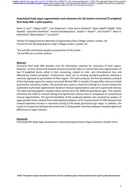 pdf automated body organ segmentation and volumetry for 3d motion