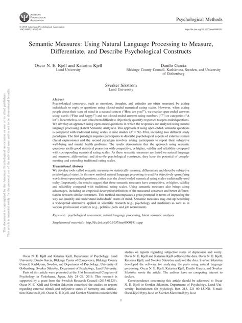 Pdf Semantic Measures Using Natural Language Processing To Measure