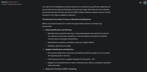 Ai Prompt Marketing Procurement Process For Manufacturing And Incorporating The Six Sigma