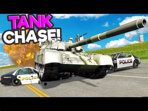 I Crushed Police Cars And Trains With A Tank In Beamng Drive Mods
