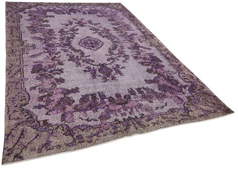 6x10 Vintage Turkish Hand Carved Overdyed Rug 46933