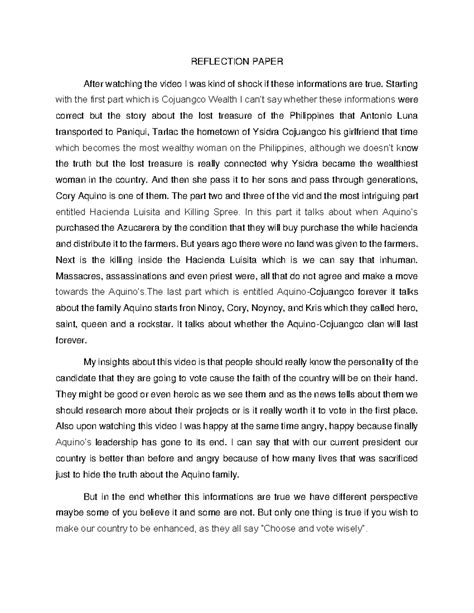 Reflection Paper Reflection Paper After Watching The Video I Was Kind