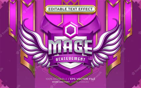Premium Vector Editable Mage Text Effect With Winged Emblem