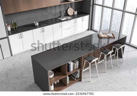 Top View Dark Kitchen Interior Bar Stock Illustration 2236967781 Shutterstock