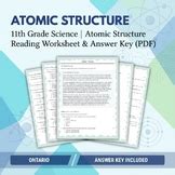 11th Grade Science Atomic Structure Reading Worksheet And Answer Key Pdf