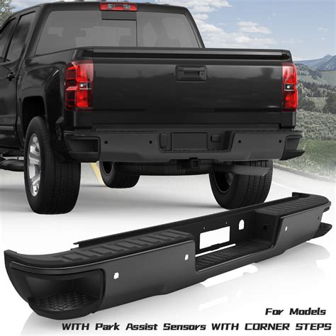 Rear Black Bumper Assembly For 2014 2018 Chevy Silverado Gmc Sierra
