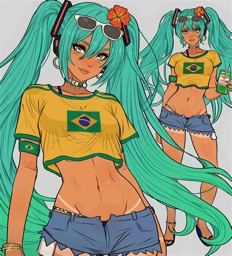 Hatsune Miku And Brazilian Miku Vocaloid Drawn By Yoracrab Danbooru
