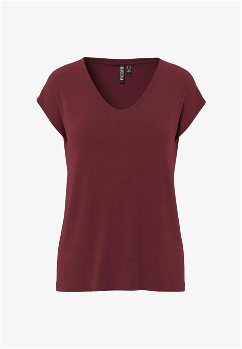 Pieces Pckamala Tee Noos T Shirt Basic Tawny Portdonkerrood