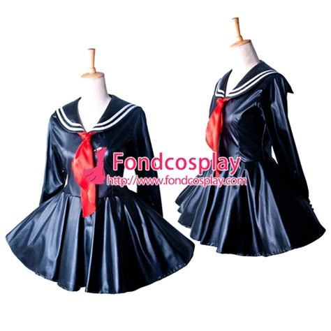 US French Sissy Maid Dress Sex Faux Leather Babe Uniform Dress Cosplay Costume Tailor