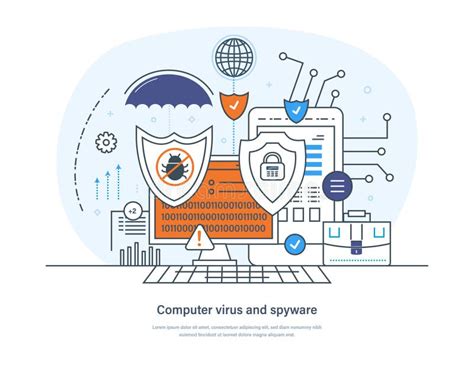 Antivirus Software Development Online Security Data Protection Concept Stock Vector