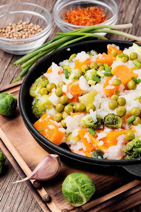 Vegetable Rice Risotto With Pumpkin Photo Background And Picture For