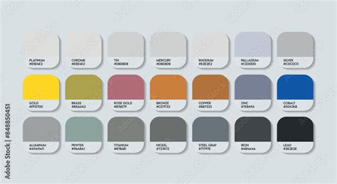 Metal Color Palette Metal Color Guide Palette With Color Names