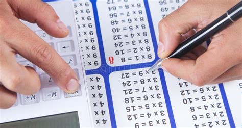 Man Using Calculator And Working In Multiplication Table Stock Photo Image Of Accounting