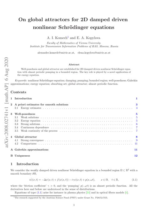Pdf On Global Attractors For 2d Damped Driven Nonlinear Schrodinger Equations