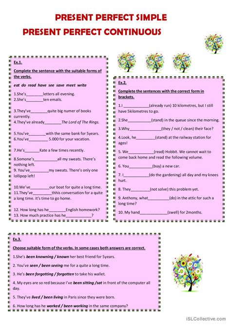 Present Simple Present Continuous Present Perfect Rules
