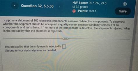 Solved Suppose A Shipment Of 160 Electronic Components