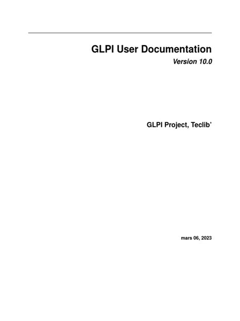 Glpi User Documentation Pdf