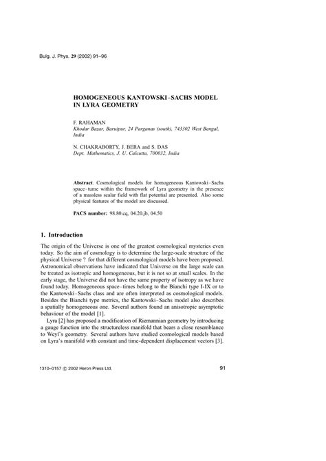 Pdf Homogeneous Kantowski Sachs Model In Lyra Geometry