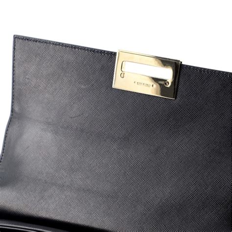 Salvatore Ferragamo Gancini Convertible Top Handle Bag Saffiano Leather