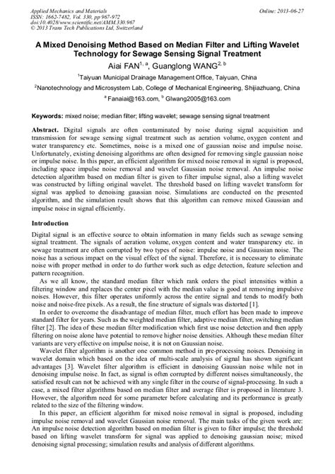 a mixed denoising method based on median filter and lifting wavelet