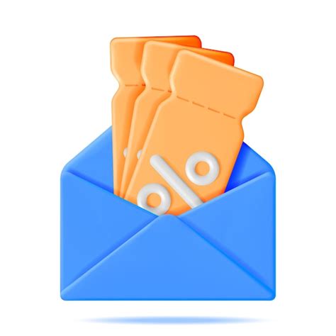 봉투에 백분율 기호가 있는 3d 쿠폰 프리미엄 벡터